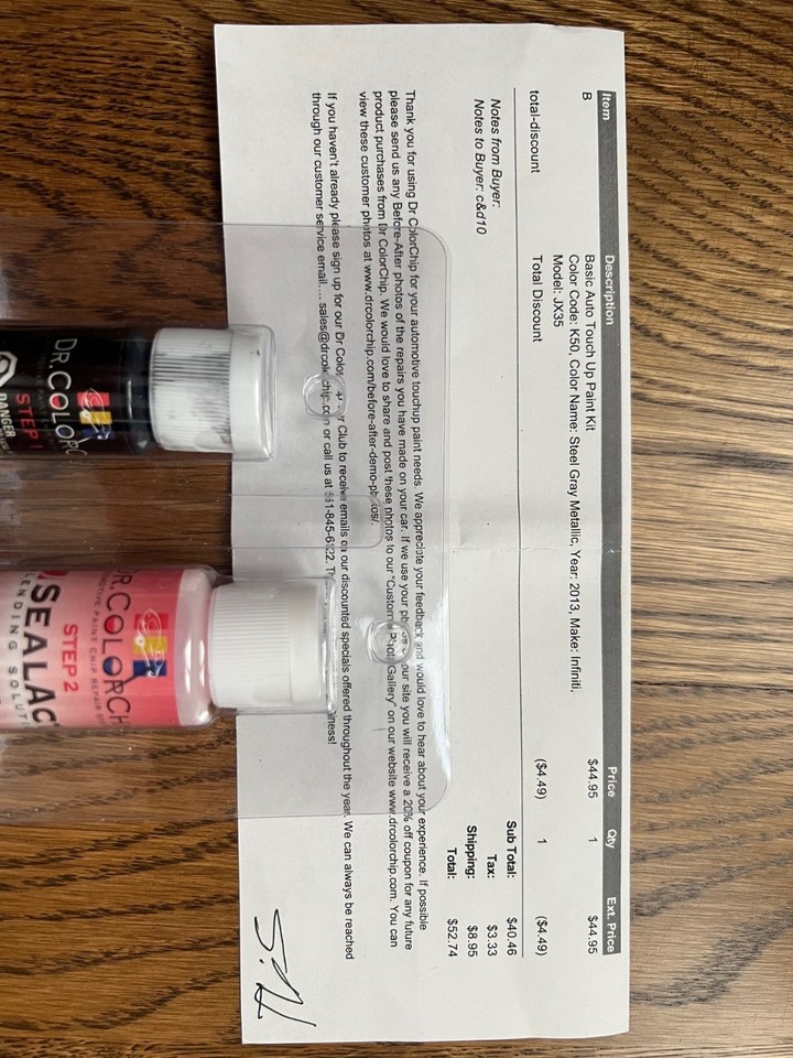 Dr. ColorChip Paint Chip Color Code K50 2013 Infiniti Steel Gray ...