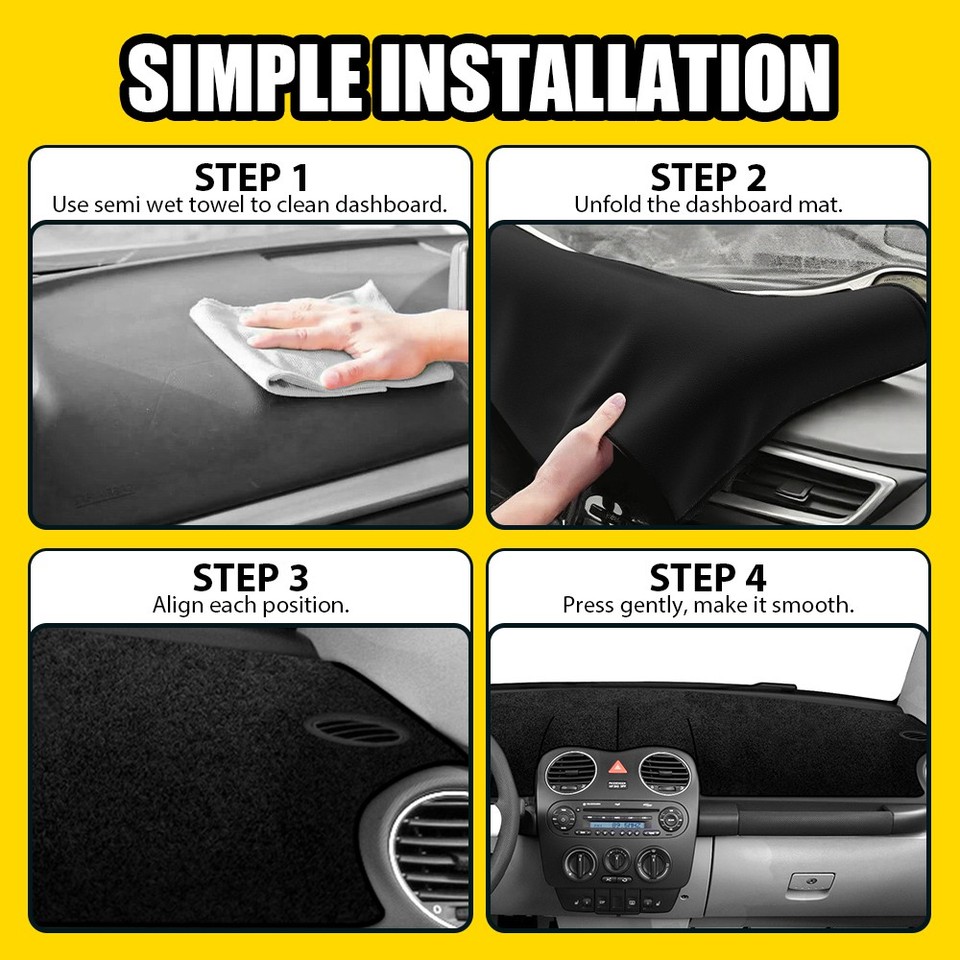 For Volkswagen Beetle 1998 1999 2010 Dashboard Cover Dash Mat Pad Black ...