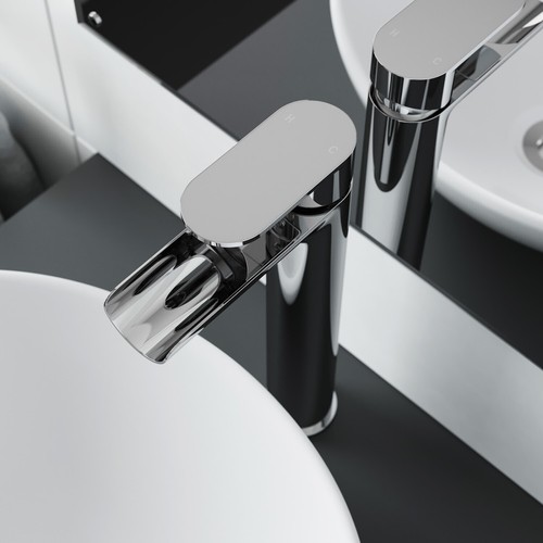 Bathroom Waterfall High Rise Tall Mono Basin Sink Mixer Tap Modern ...