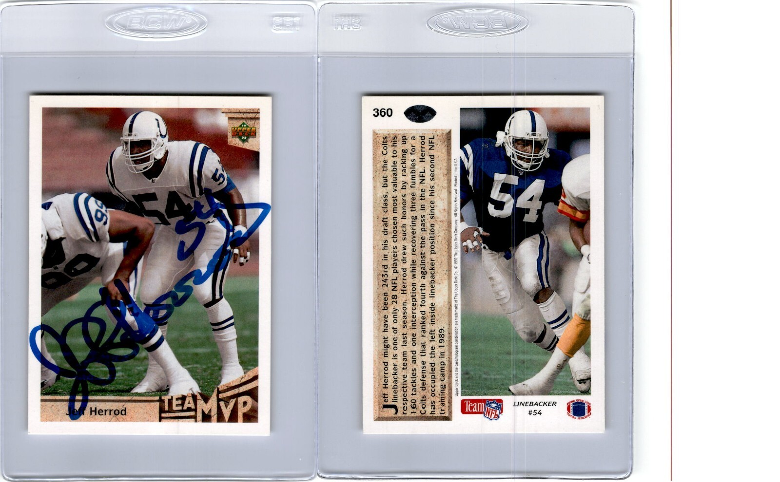 Jeff Herrod hand signed football card Indianapolis Colts - NO COA | eBay
