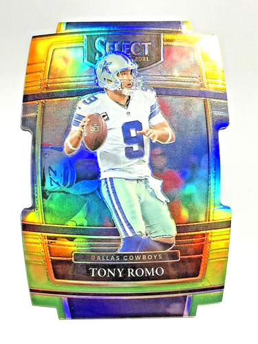 TONY ROMO Cowboys 2021 Panini Select YELLOW & GREEN PARALLEL DIECUT ...