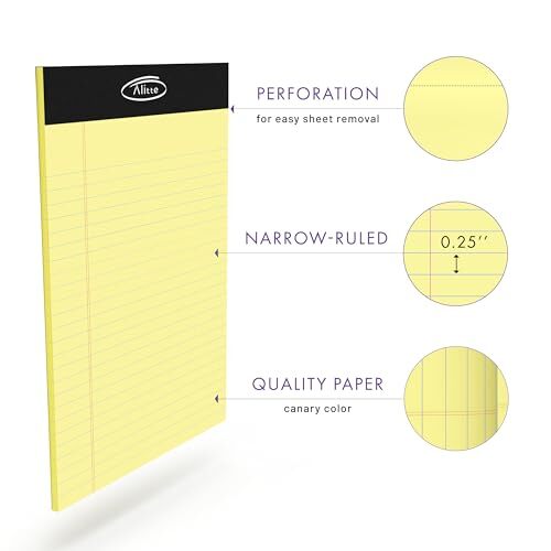 Legal Notepads 5x8, Pack of 6 - Perforated Narrow Ruled Writing 6 Pack ...