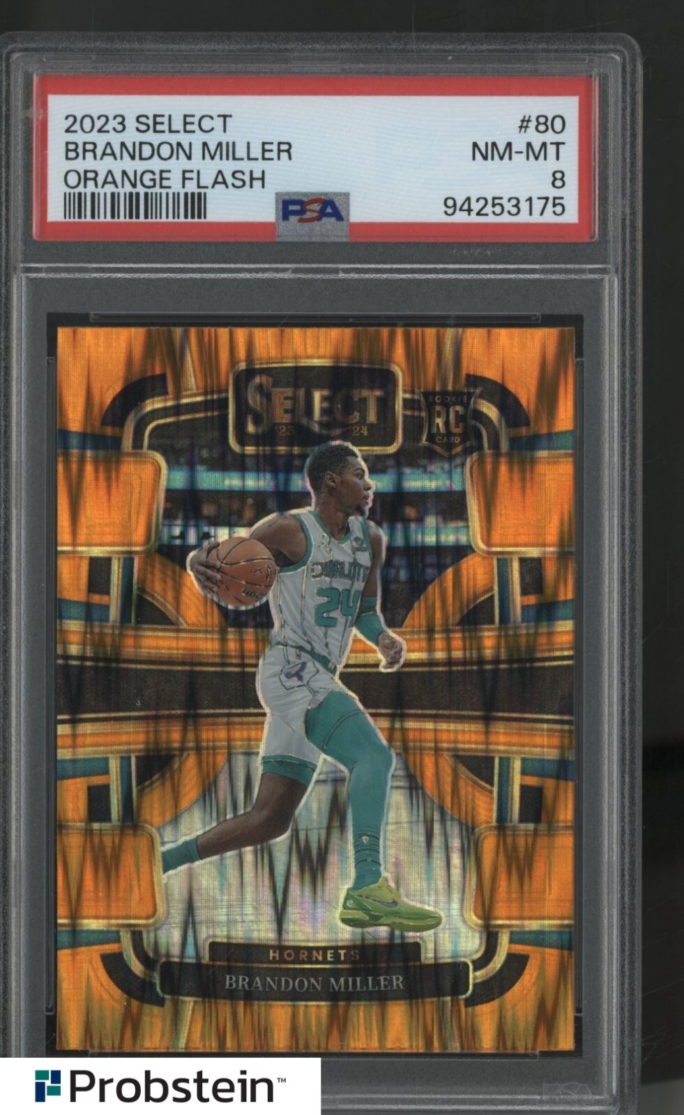 2023 Panini Select Brandon Miller RC Orange Flash Prizm SSP #80 PSA NM ...