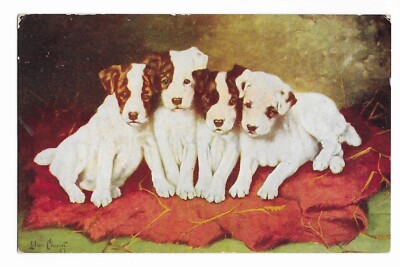 Postcard Four Terrier Puppies Dogs From Painting By Lillian Cheviot | eBay