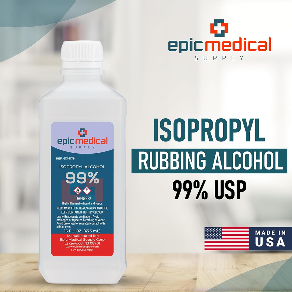 99% Isopropyl Alcohol 99 Percent, Rubbing Alcohol 99 Percent 16 Oz ...