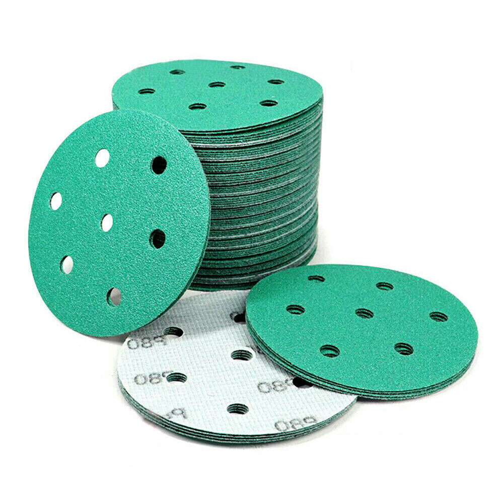 6" Inch Hook Loop Sanding Discs Pad Wet Dry Film Backed Green Sandpaper ...