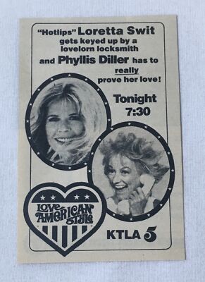 1975 small KTLA tv ad ~ LOVE AMERICAN STYLE Loretta Swit, Phyllis ...