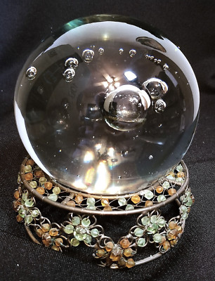 Orbiting Elegance - Clear Glass Planet System Bubble Paperweight on ...