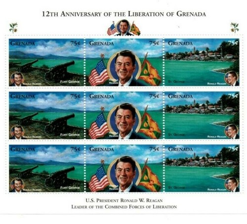 Grenada - 1995 - Liberation Of Grenada - Ronald Reagan - Sheet Of 9 ...