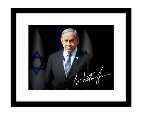Benjamin Netanyahu 8x10 Signed photo print with Israel Flag prime ...