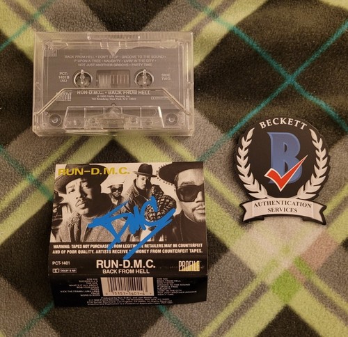 DMC signed Run DMC Back From Hell Cassette Tape Beckett BAS COA # ...