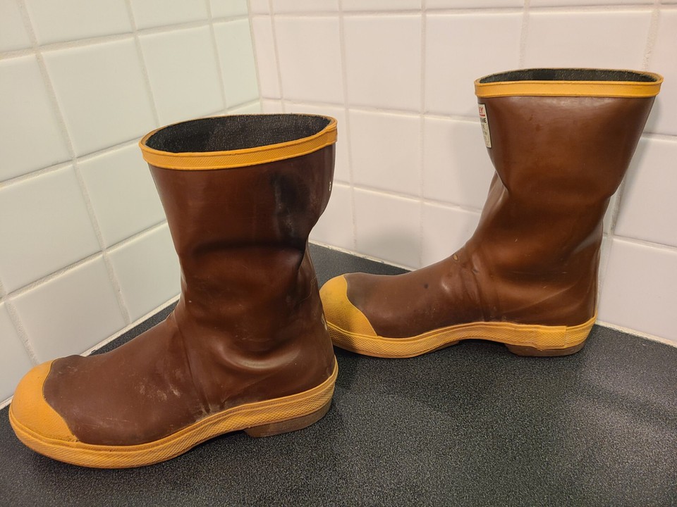 Sz 12 Steel Toe Industrial Work Boots Neoprene Rubber Mens Safety Ansi ...