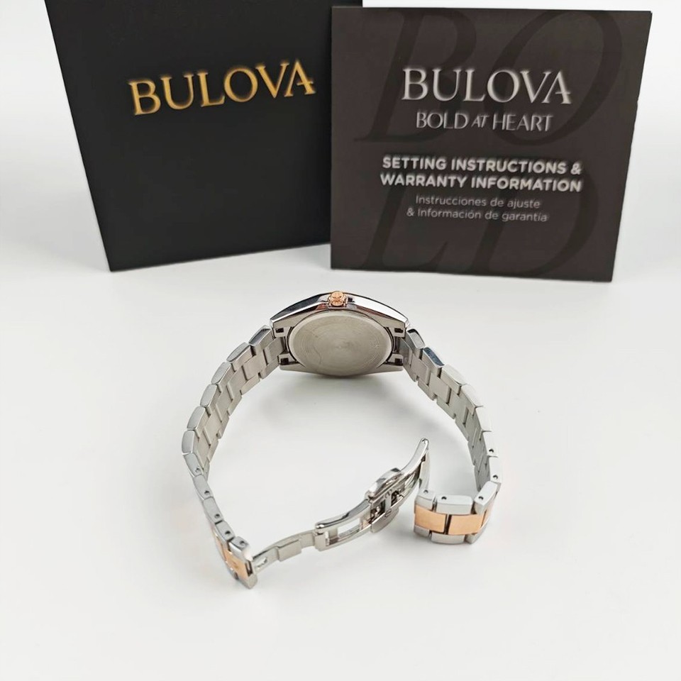 Bulova Surveyor 98P207 Women's Mother of Pearl White Dial Rose Gold ...
