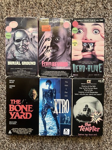 Horror VHS Lot Rare From Beyond Xtro Burial Ground Bone Yard Dead Alive ...