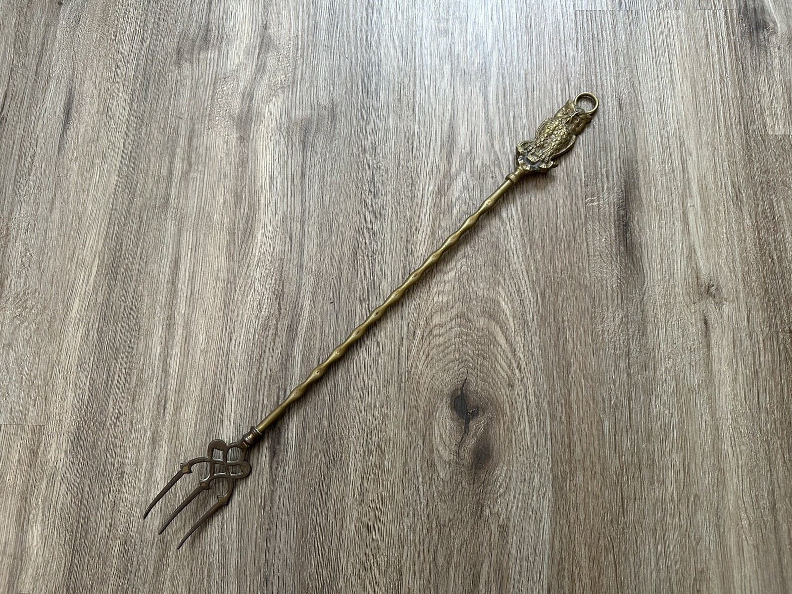 Vintage Antique Cast Brass Owl Fireplace Fire Toasting Fork Poke | eBay