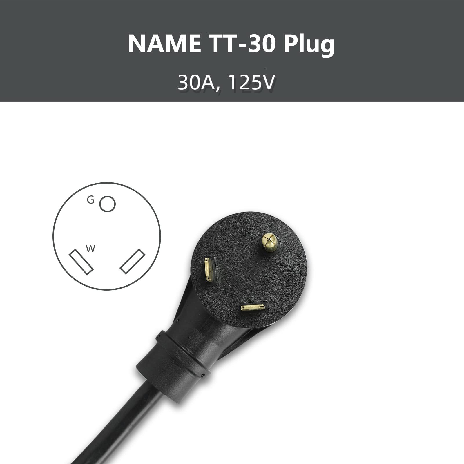 RV 30A to (3) 15A Tri Outlet Household Adapter Cord 125/250V with Grip ...