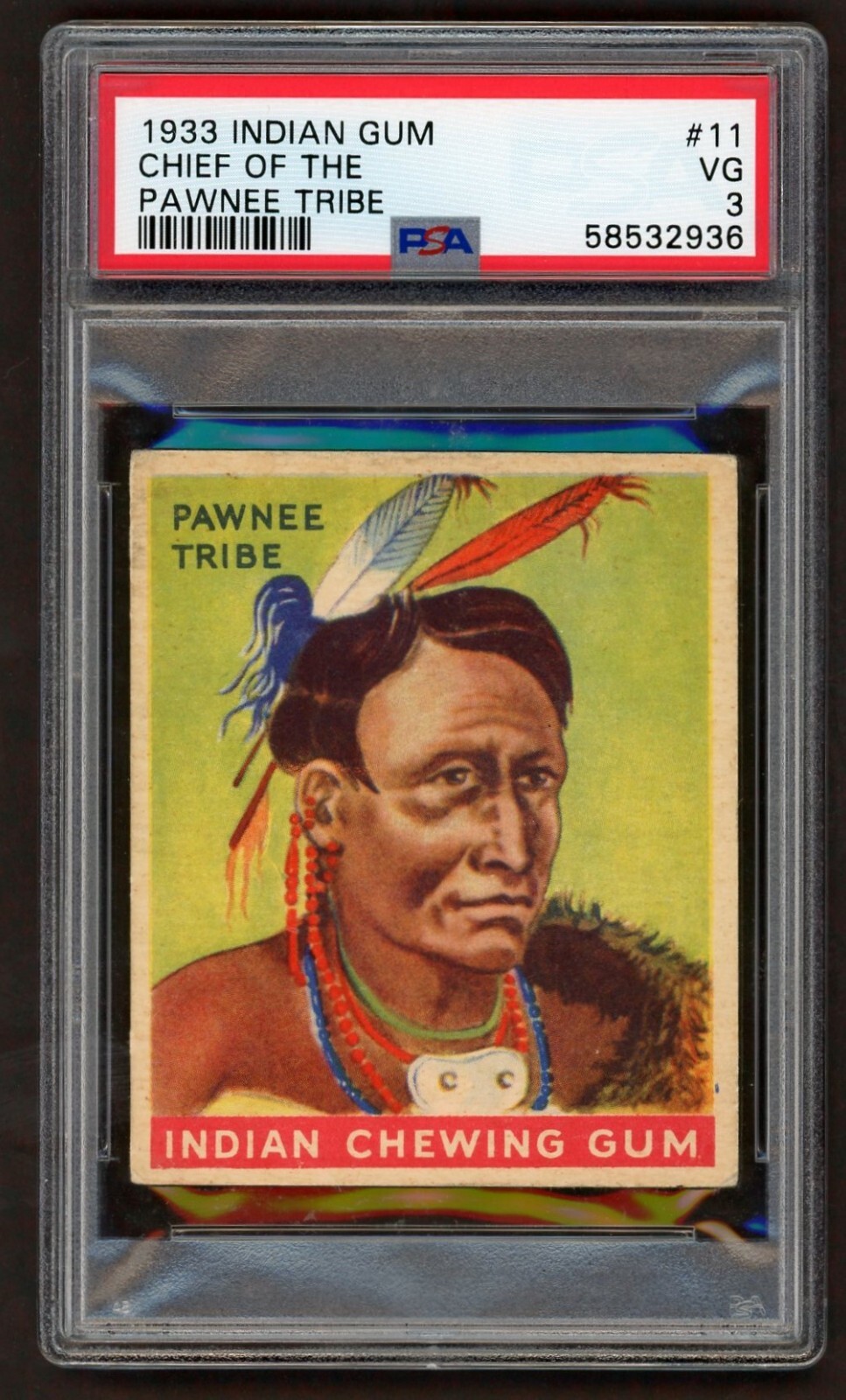 1933 Goudey Indian Gum Chief of Pawnee Tribe #11 - PSA 3 VG (GREAT ...