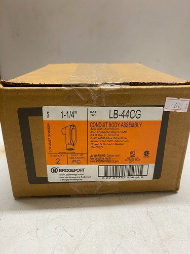 2 Pack - BRIDGEPORT LB-44CG ALUMINUM CONDUIT BODY 1-1/4" W/ COVER ...