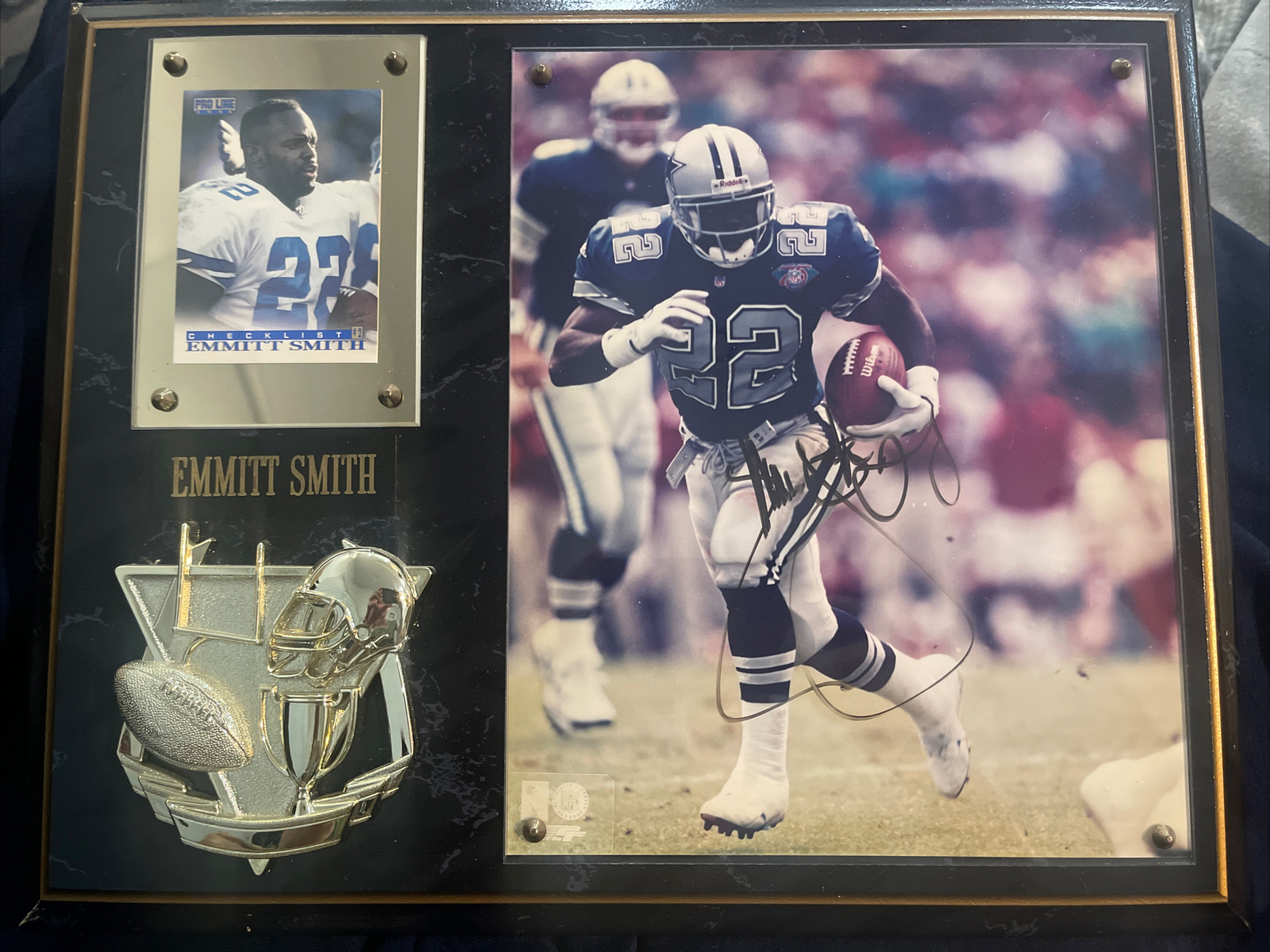 EMMITT SMITH autographed plaque with Pro Line card & authenticty ...