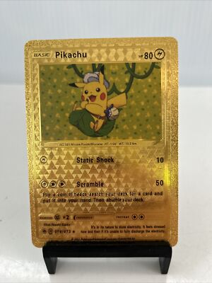 Pikachu Metal Gold Foil Pokemon Card Fan Art Display Card HP80 | eBay