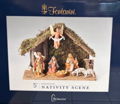 Fontanini 5" SCALE 7 FIGURE NATIVITY W/ITALIAN STABLE-54564 Fountain ...