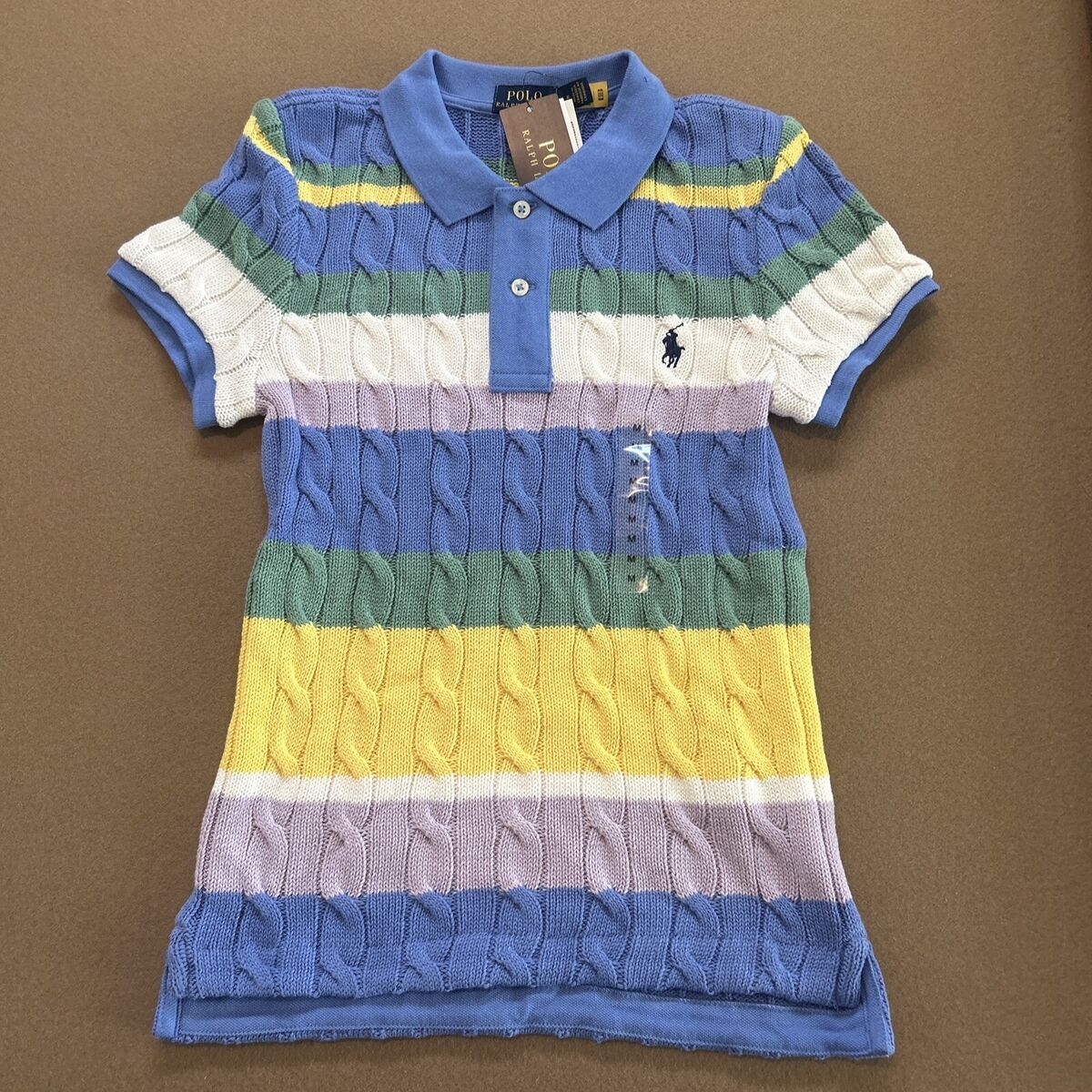 Polo Ralph Lauren Women's Striped Stretch Cable Knit Polo Polo Ralph Lauren Women's Striped Stretch Cable Knit Polo