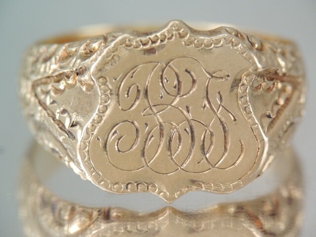 ANTIQUE VICTORIAN 14K YELLOW GOLD ORNATE MENS SIGNET RING sz 10 | eBay