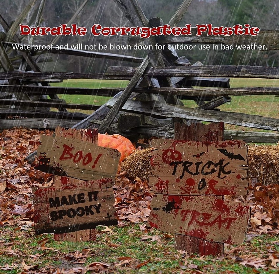 6PCS Halloween Yard Signs Large Size 17"×12" Outdoor Decor Scary ...