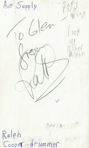Ralph Cooper Drummer Air Supply Rock Band Music Autographed Signed ...