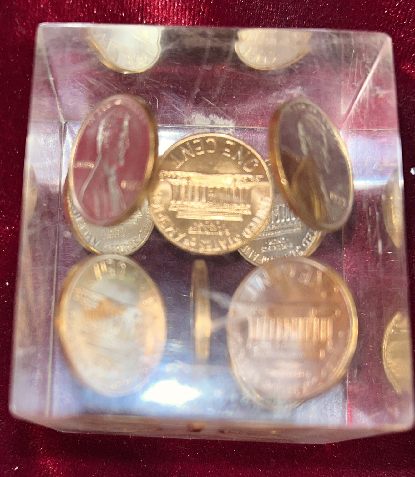 Vintage Ten Encased 1973 US Pennies Lucite Paperweight Uncirculated | eBay