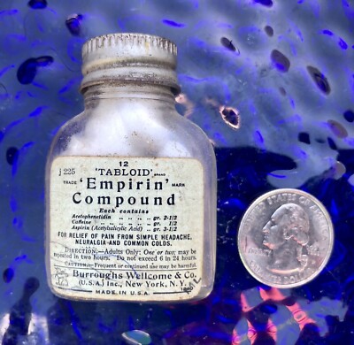 Antique Medicine Unicorn On Lid Burroughs Wellcome “Empirin Compound ...