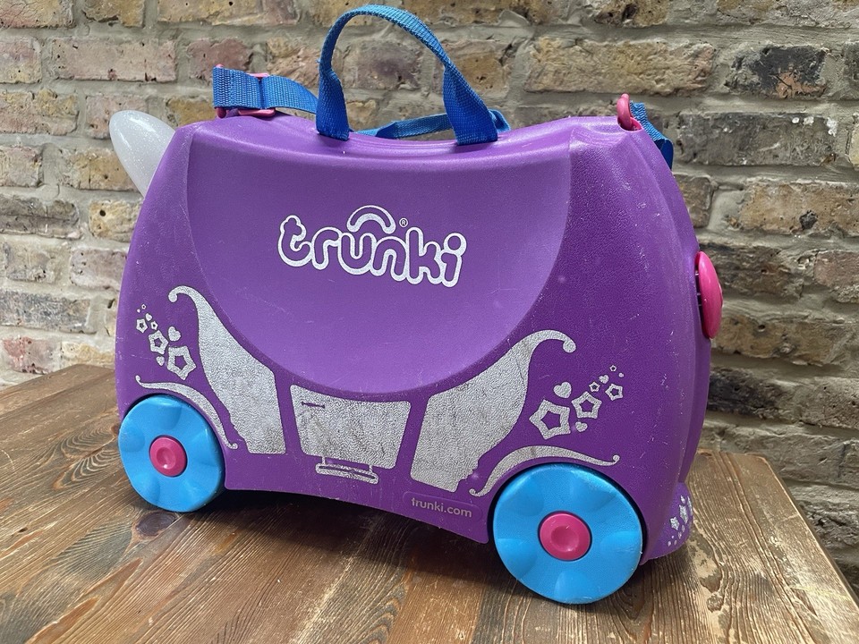 Trunki Kids Ride-On Suitcase Pull-Along, W Strap & Key, Purple/Pink ...