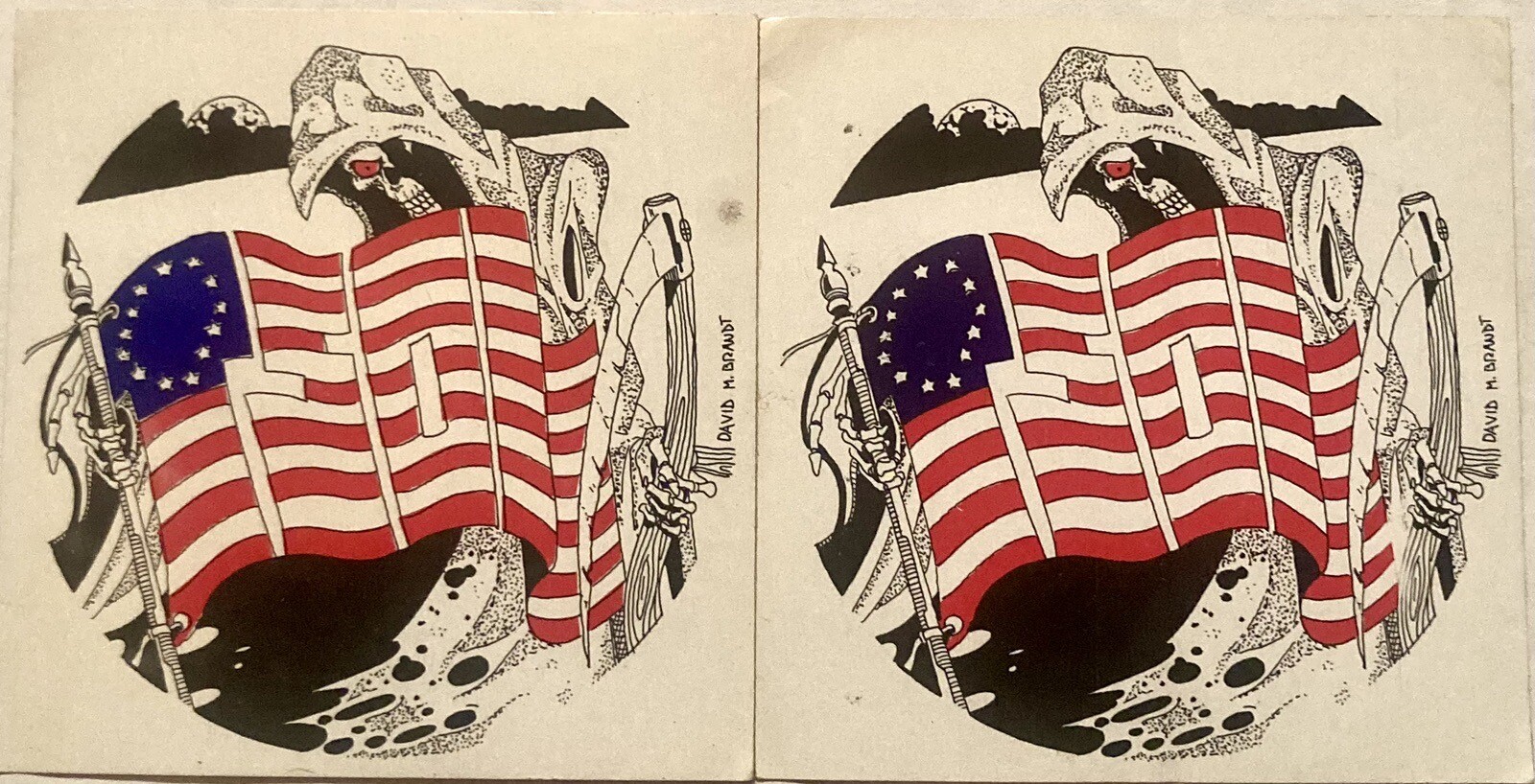 TSOL ULTRA RARE VINT 1980S 2 STICKER SET COLONIAL AMERICAN FLAG DESIGN ...