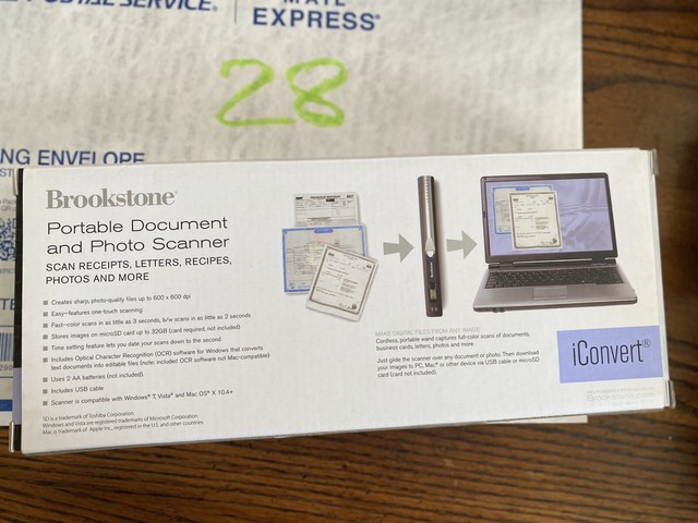 Brookstone Bk653782 iConvert Portable Document and Photo Scanner for ...