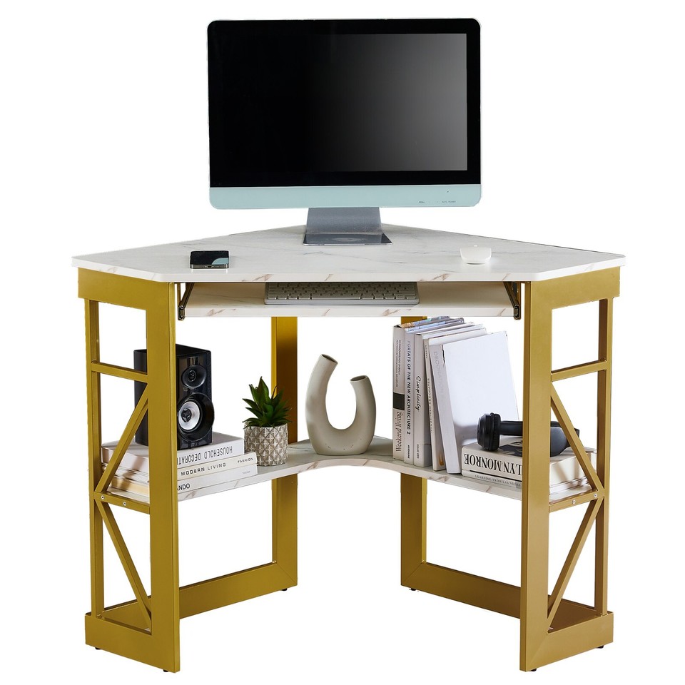 Triangle Corner Computer Desk Small Spaces Home Office Desk Laptop Work ...
