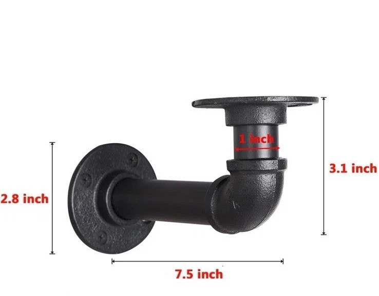 6x Industrial L Pipe Shelf Brackets for 8-16 in Depth Wood Heavy-Duty 3 ...