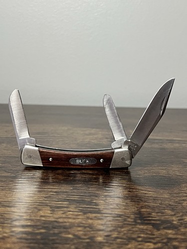 Vintage Buck 703 Colt Three Blade Pocket Knife Stockman Wood Handle ...