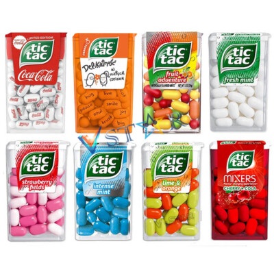 Tic Tacs Variety Flavours Sweets 5 x 18g Lime,Orange,Mint,Fruit,Cherry ...