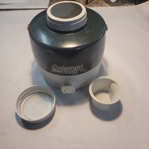 vintage Coleman Steel Belted water jug, 1 gallon with cup | eBay