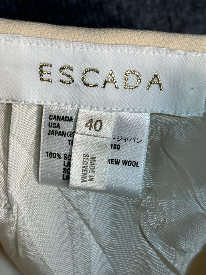 Vintage Escada Skirt 100% Virgin Wool Midi Pencil Lined Cream Waist 30" | eBay