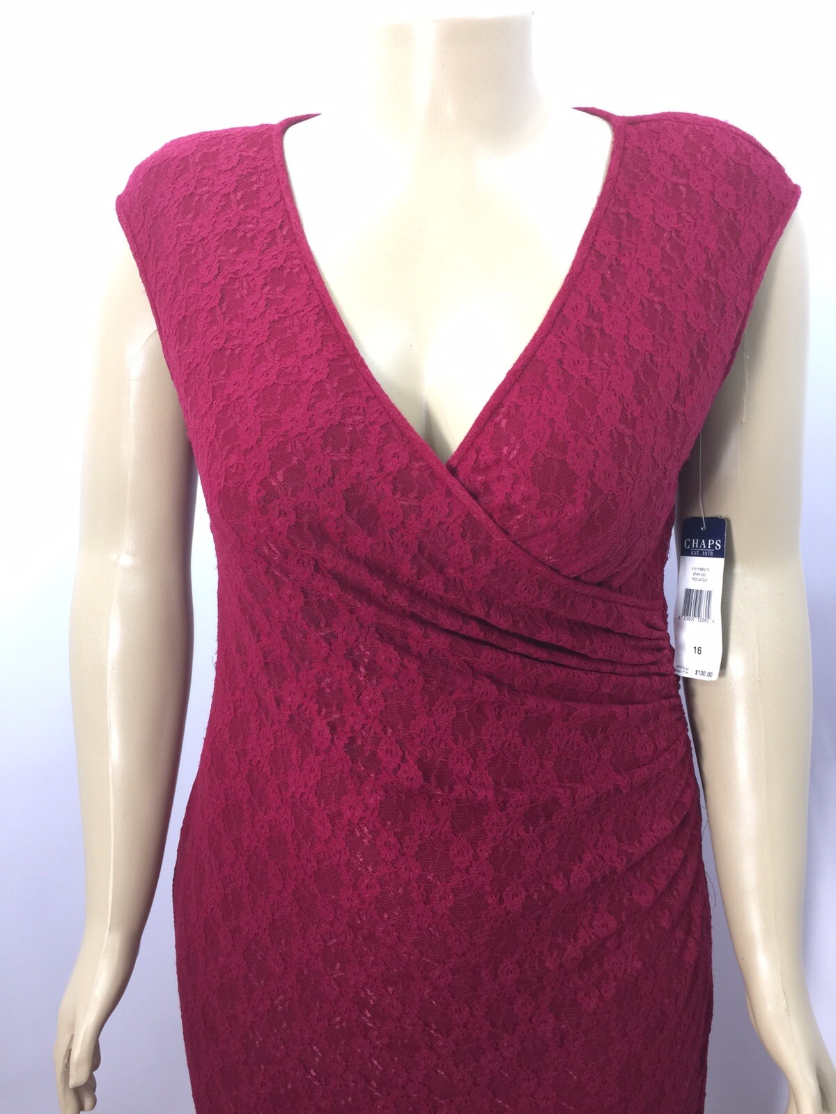 Sexy CHAPS Burgundy Surplice Ruched Lace Dress 16 NWT MSRP $100 | eBay