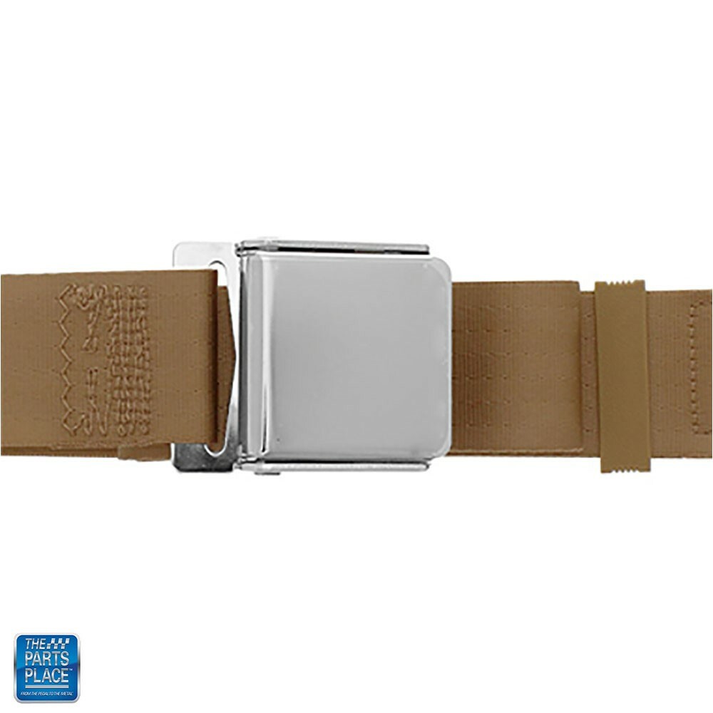 Universal Chrome Flip Style Lift Latch 74" Lap Seat Belts Tan Each | eBay