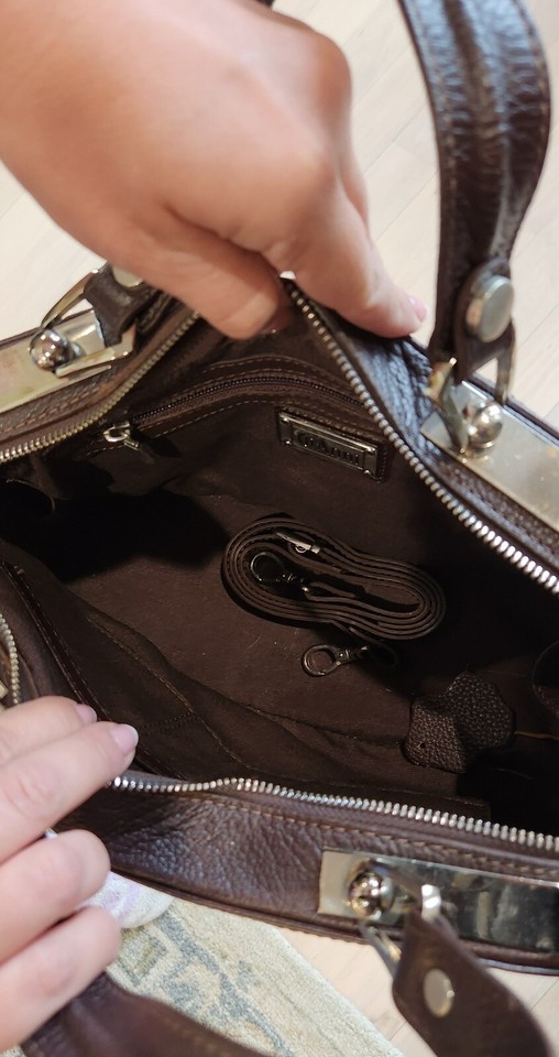 Brown satchel handbag geniun leather | eBay