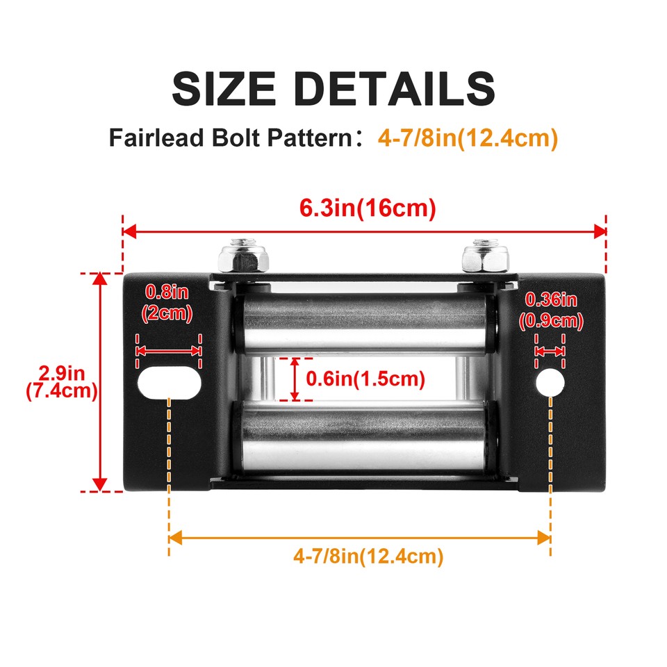 Heavy Duty 4Way Winch Roller Fairlead Cable Lead Guide 4 7/8'' 6'' 10 ...