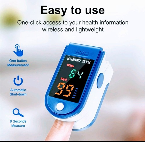 Finger Tip Pulse Oximeter Meter SpO2 Oxygen Saturation rate Heart Blood ...