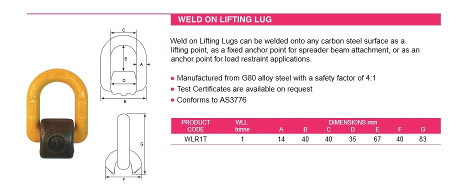 10 x 1T WLL 1.12T Weld on Lifting Lug Truck Ute Lashing Point 4x4 Tie ...