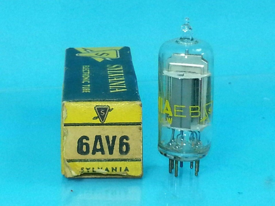 SYLVANIA 6AV6 VACUUM TUBE NOS NIB ORIGINAL BOX SINGLE SAME GAIN AS ...