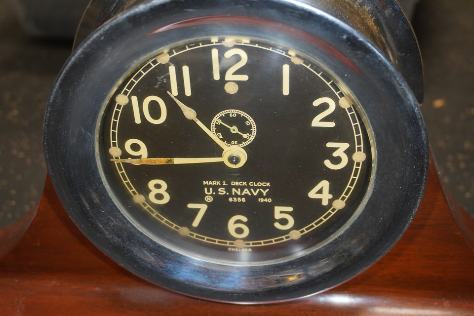 Antique Chelsea Mark I Deck Maritime Clock 1940 US Navy Mantel Clock ...