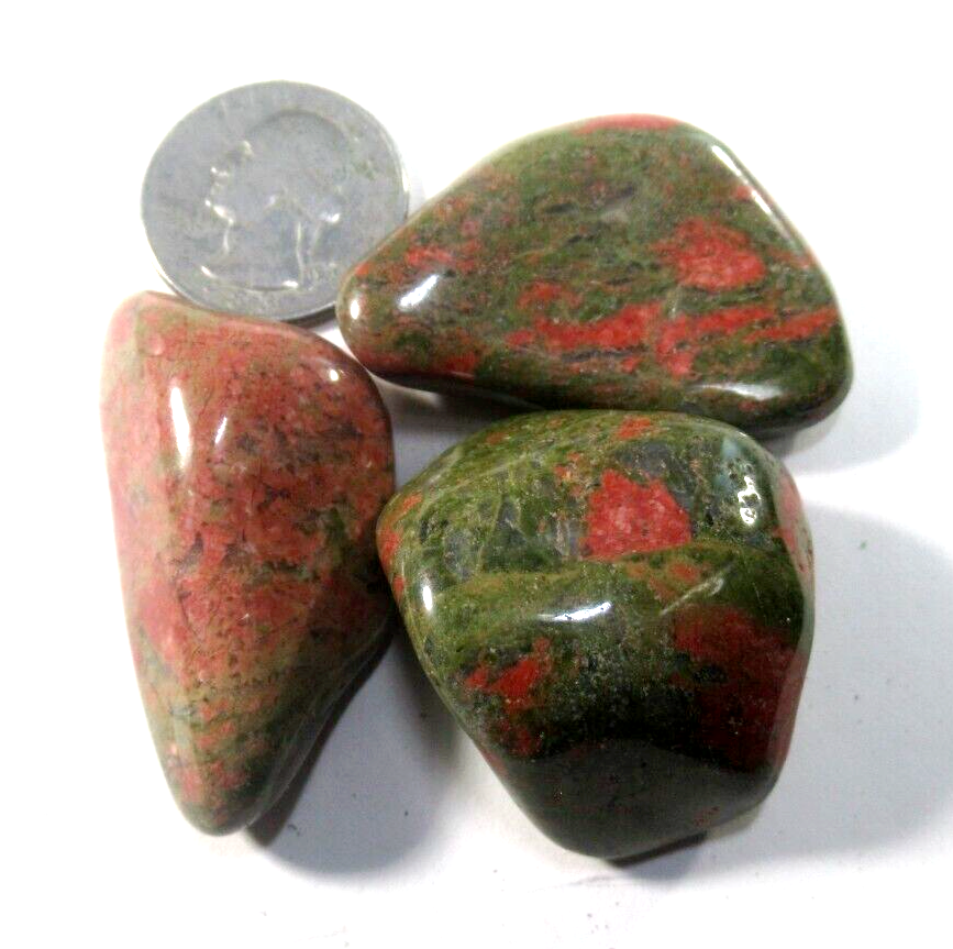 Unakite 3 pieces polished rock/stone South Africa #13 about 1.6" each ...