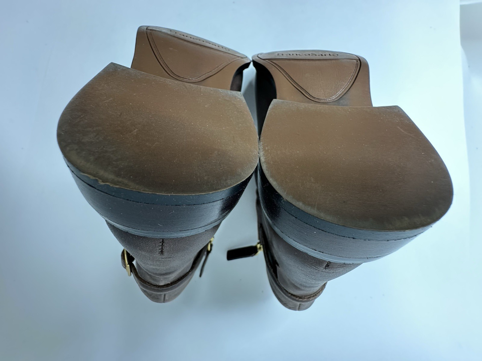 Franco Sarto Boots Womens 8.5 M Brown Hansa Buckle Side Zip Ankle Boot ...